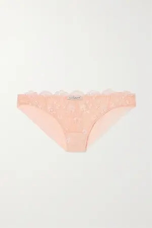 I.D. Sarrieri Net Sustain Loulou Embroidered Tulle Brazilian Briefs - Pink