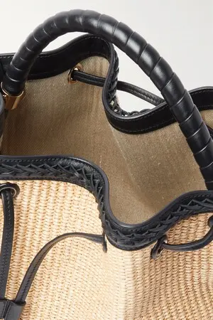 Chloé Marcie Leather-trimmed Raffia Bucket Bag