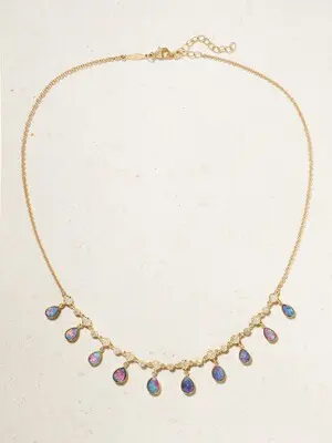 Jacquie Aiche Shaker 14-karat Gold, Diamond And Opal Necklace - Blue