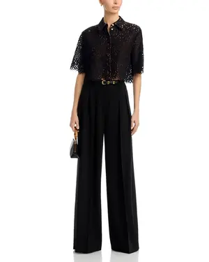Michael Kors Floral Corded Lace Cropped Shirt