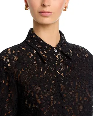Michael Kors Floral Corded Lace Cropped Shirt