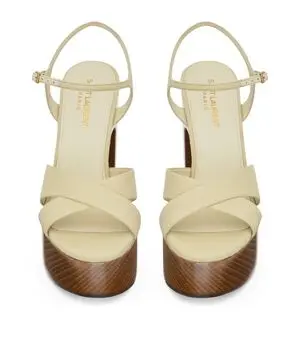 Saint Laurent Canvas Bianca Platform Sandals - Nude