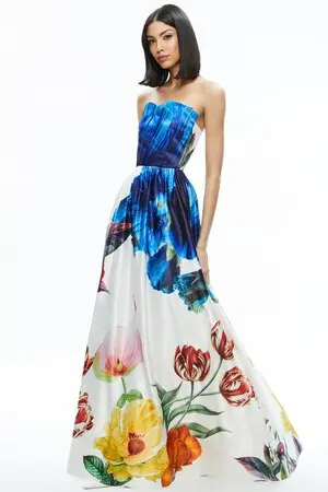 Alice + Olivia Stella Strapless Gown