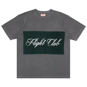 FLIGHT CLUB Script T-shirt 'washed /velour Green - Black