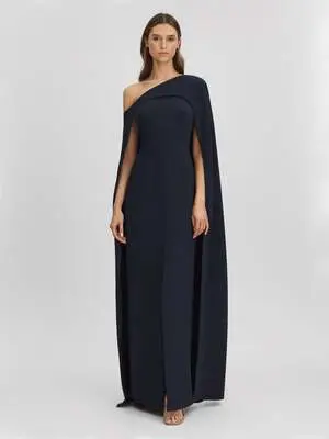 Halston Off-the-shoulder Cape Maxi Dress