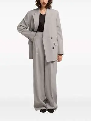 AMI Paris Pleated Palazzo Pants - Grey