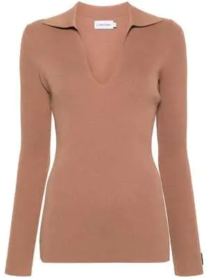 Calvin Klein Fine-ribbed Jumper - Brown