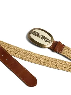 Dsquared2 Logo-buckle Raffia Belt