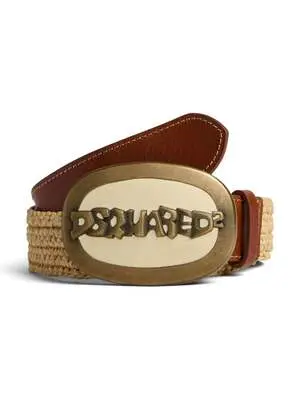Dsquared2 Logo-buckle Raffia Belt