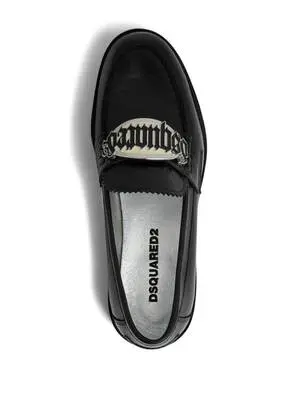 Dsquared2 Logo-plaque Leather Loafers - Black