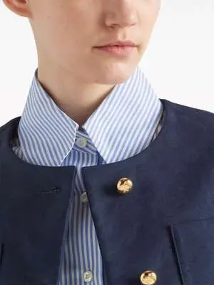 Prada Single-breasted Cropped Jacket - Blue