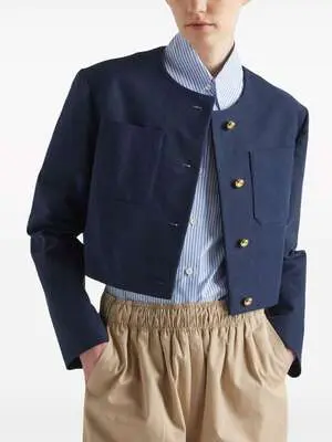 Prada Single-breasted Cropped Jacket - Blue