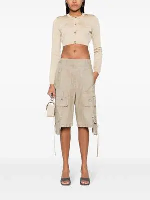 Versace Barocco Lurex Cropped Cardigan - Neutrals