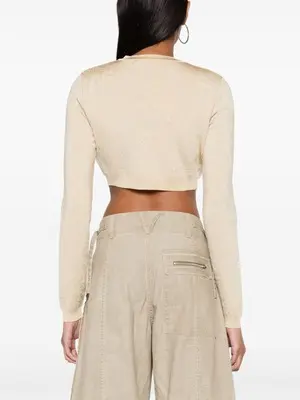 Versace Barocco Lurex Cropped Cardigan - Neutrals