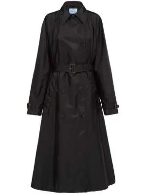 Prada Re-Nylon Belted Trench Coat - Black | Editorialist