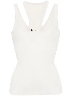 ANDREĀDAMO Fine-ribbed Cut-out Tank Top - Neutrals
