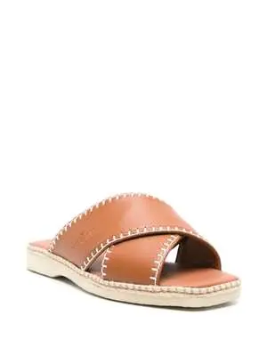 Hogan Crossover-strap Leather Sandals - Brown