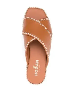 Hogan Crossover-strap Leather Sandals - Brown