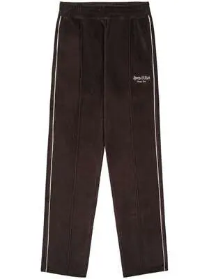 SPORTY & RICH Script-logo Velour Track Pants - Brown