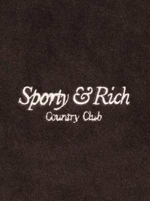SPORTY & RICH Script-logo Velour Track Pants - Brown