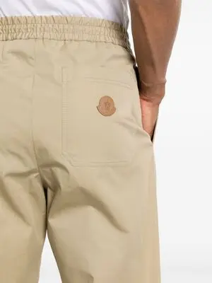 Moncler Logo-appliqué Tapered Trousers - Neutrals