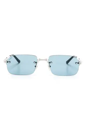 Cartier Santos Rectangle-frame Sunglasses - Silver
