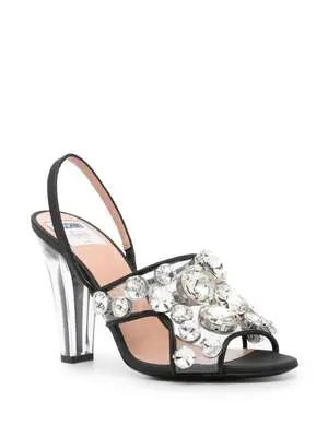 Moschino 110mm Crystal-embellished Leather Sandals