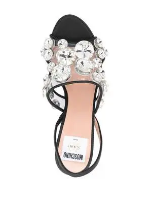 Moschino 110mm Crystal-embellished Leather Sandals