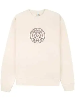 SPORTY & RICH Connecticut Crest Cotton Sweatshirt - Neutrals