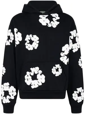 DENIM TEARS Printed Cotton Hoodie Black
