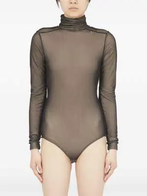 MAISON MARGIELA Sheer Long-sleeve Jersey Bodysuit - Black
