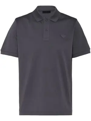 Prada Enamel Triangle-logo Polo Shirt Grey
