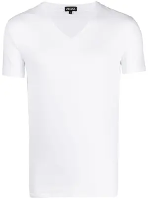 Zegna V-neck Stretch-cotton T-shirt - White