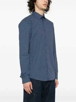 Calvin Klein Geometric-print Cotton Shirt - Blue