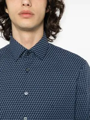 Calvin Klein Geometric-print Cotton Shirt - Blue