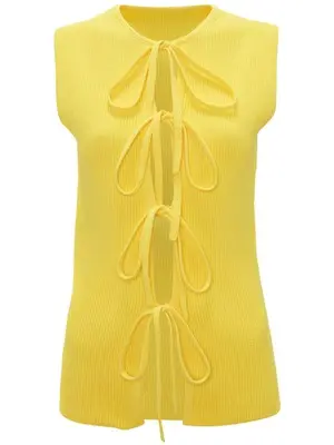 JW Anderson Lace-up Ribbed-knit Top - Yellow