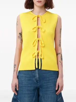 JW Anderson Lace-up Ribbed-knit Top - Yellow
