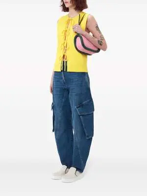 JW Anderson Lace-up Ribbed-knit Top - Yellow