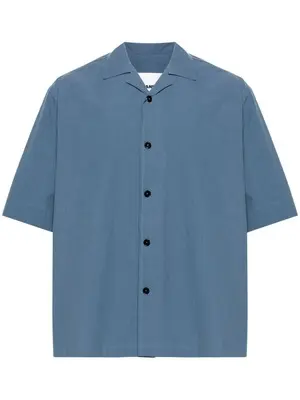 JIL SANDER Camp-collar Cotton Shirt - Blue