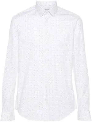 Calvin Klein Geometric-print Cotton Shirt White