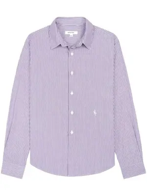 Sporty & Rich Logo-embroidered Striped Shirt - Purple