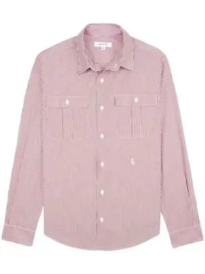 SPORTY & RICH Utility Logo-embroidered Striped Shirt