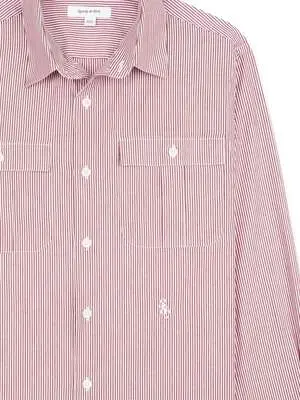 SPORTY & RICH Utility Logo-embroidered Striped Shirt