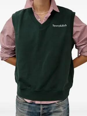 SPORTY & RICH Utility Logo-embroidered Striped Shirt