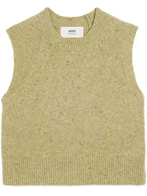 Ami Logo-embroidered Knitted Vest - Green