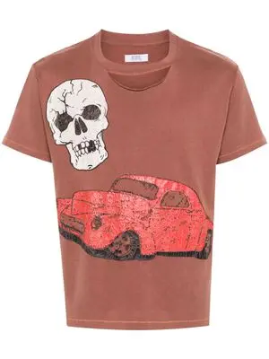 ERL Skull-print Cotton T-shirt - Brown