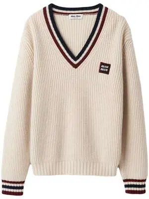Miu Miu Cashmere Jumper With Stripe Trim