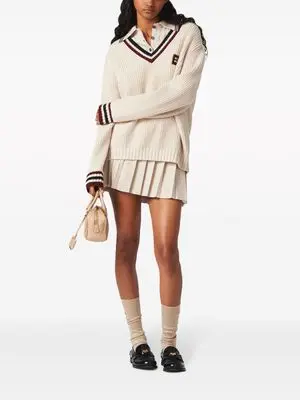 Miu Miu Cashmere Jumper With Stripe Trim