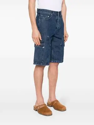 Palm Angels Logo-embroidered Denim Cargo Shorts