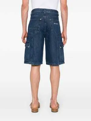 Palm Angels Logo-embroidered Denim Cargo Shorts